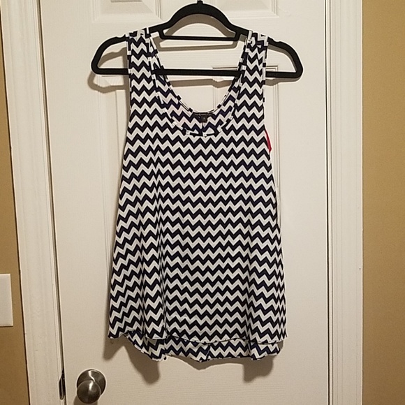Tops | Blue And White Tank Top With Red Bow | Poshmark